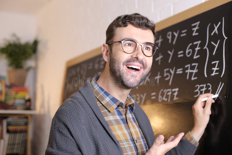 Math Teacher Solving a Problem Stock Image - Image of lecturer, chalk ...