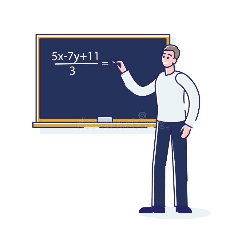 Math Professor at the Blackboard. Stock Vector - Illustration of back ...