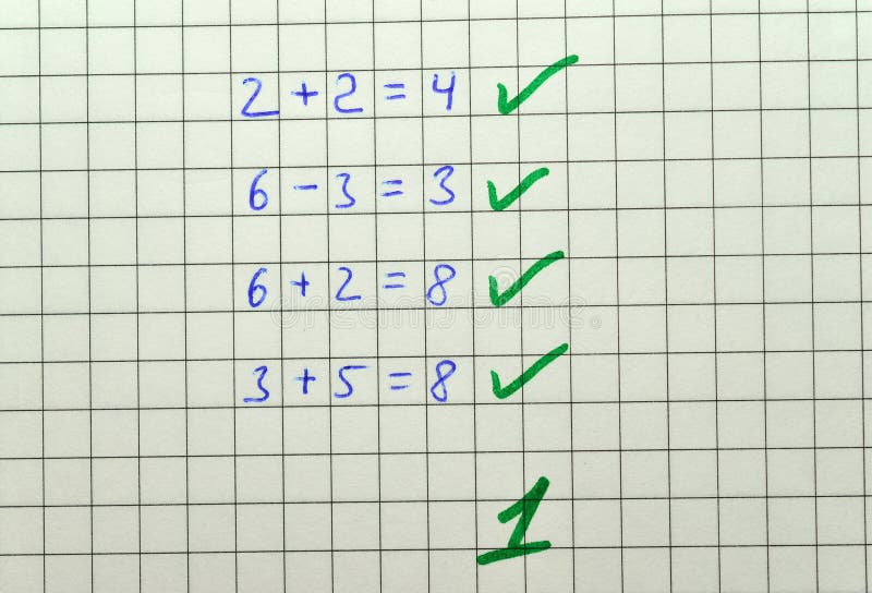 Math Test, Elementary School Stock Image - Image of addition, check ...