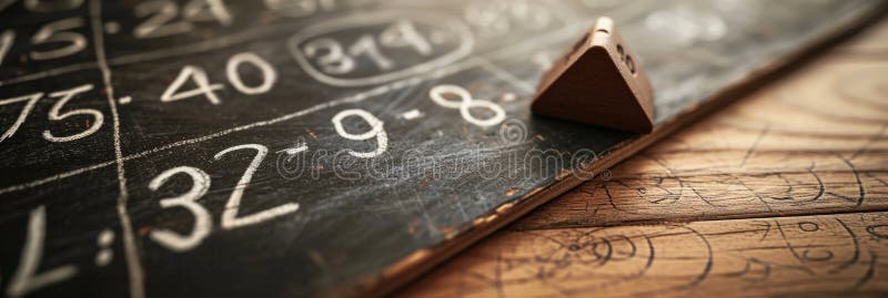 Math Theme Banner with Blackboard and Numbers in Examples in Space for ...