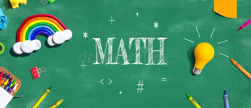 Math Theme with School Supplies - Flat Lay Stock Photo - Image of light ...