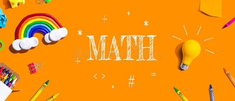 Math Theme with School Supplies - Flat Lay Stock Image - Image of math ...