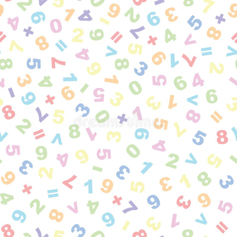Math Themed Seamless Vector Pattern, Pastel Numbers and Arithmetic ...