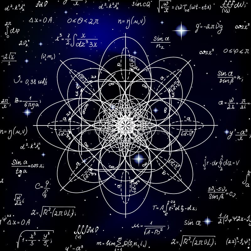 Math Vector Endless Seamless Pattern with Formulas, Figures and ...
