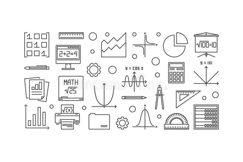 Math Vector Colorful Horizontal Banner Stock Vector - Illustration of ...