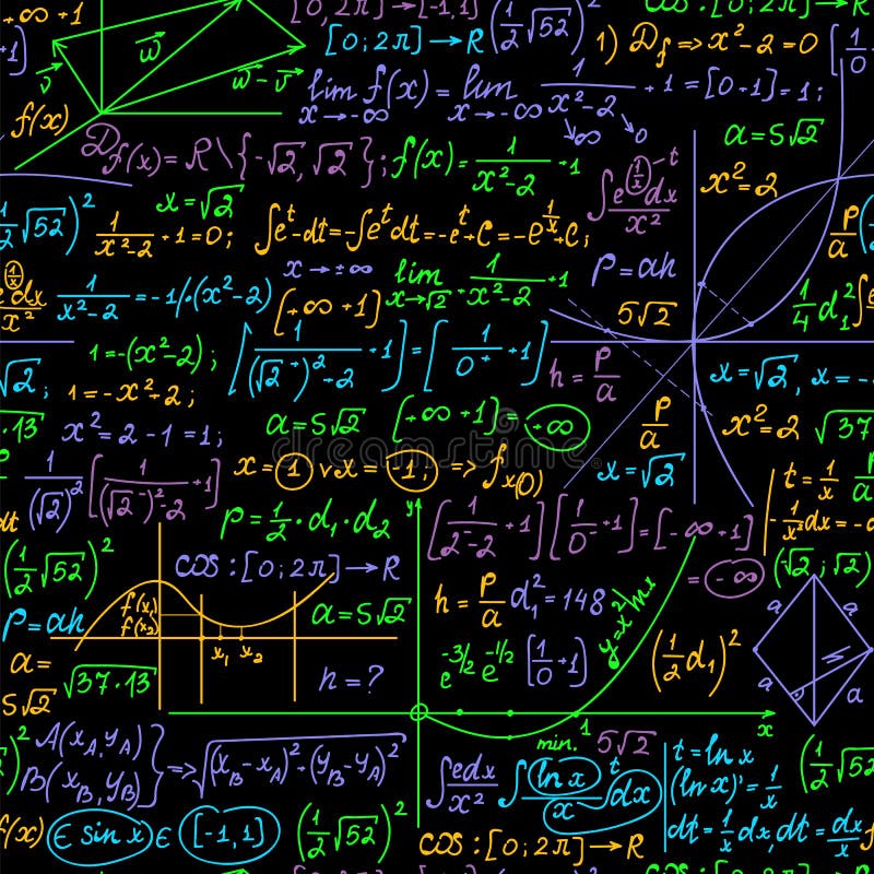 Math Vector Seamless Background with Handwritten Multicolored ... Math Vector Seamless Background with Handwritten Multicolored ...