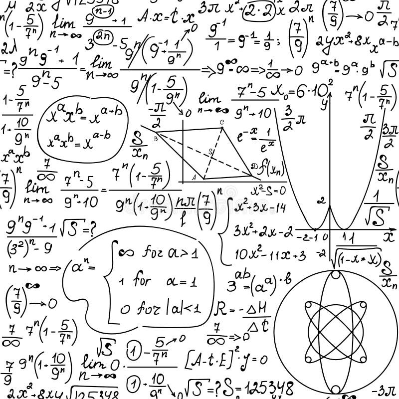 Math Vector Seamless Pattern with Geometrical Figures and Formulas ...