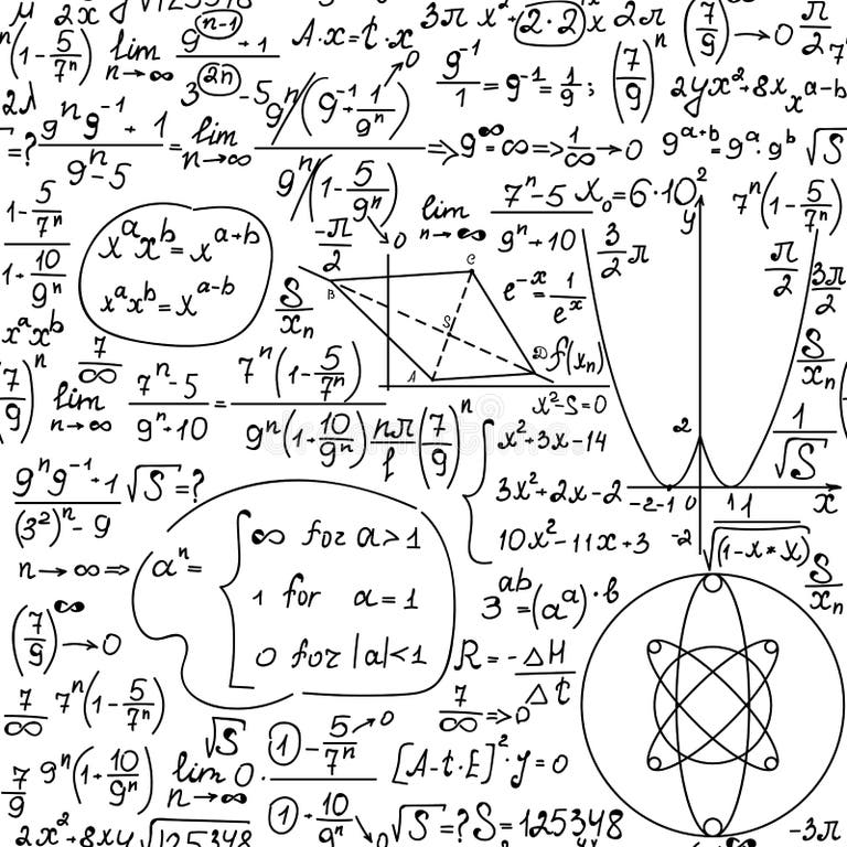 Math Vector Seamless Pattern with Geometrical Figures and Formulas ...
