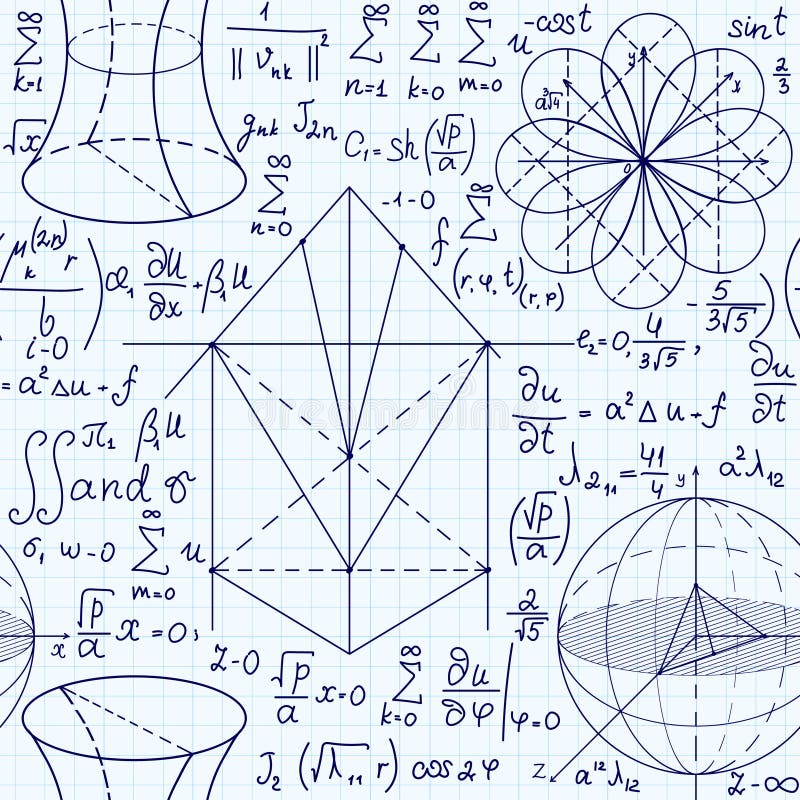 Math Vector Seamless Pattern with Handwritten Mathematical and Physics ...