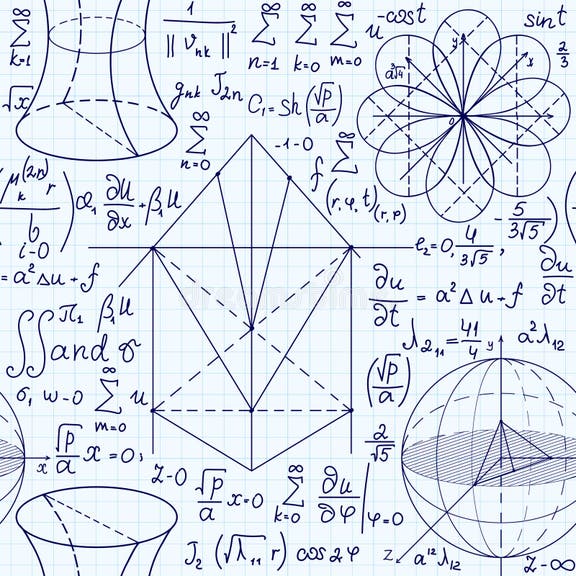 Math Vector Seamless Pattern with Handwritten Mathematical and Physics ...