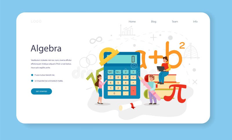 Math Web Banner or Landing Page Set. Learning Mathematics, Geometry and ...