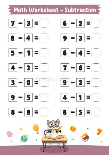 Math Worksheet Design for Kids Stock Illustration - Illustration of ...