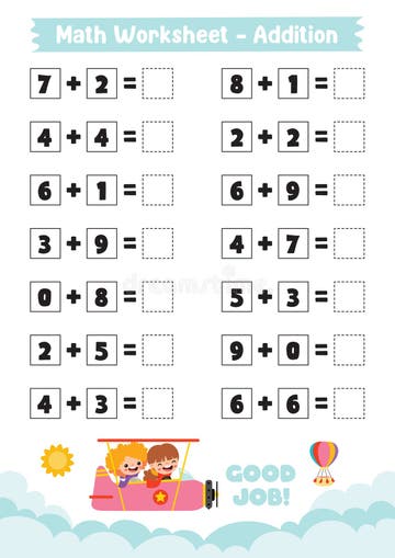 Math Worksheet Design for Kids Stock Illustration - Illustration of ...