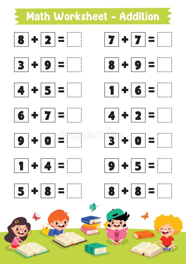 Math Worksheet Template with How Many Stock Vector - Illustration of ...