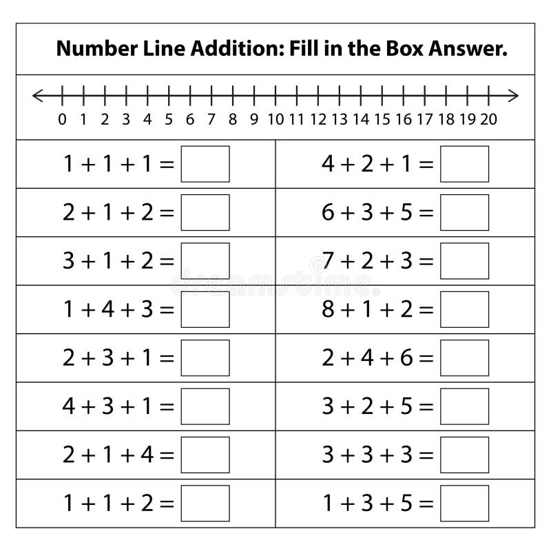 Math Worksheet for Kids. Addition. Maths Activity Page with Stock ...