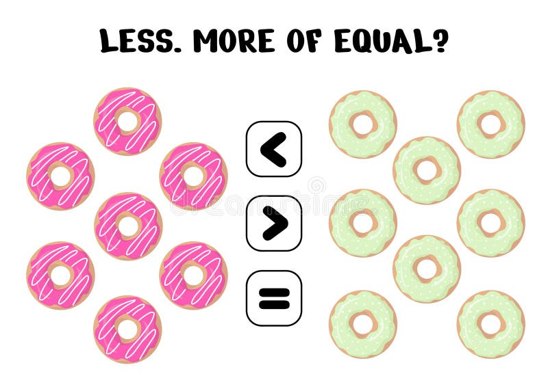 Math Worksheet for Kids Featuring Colorful Donuts Comparing Quantities ...