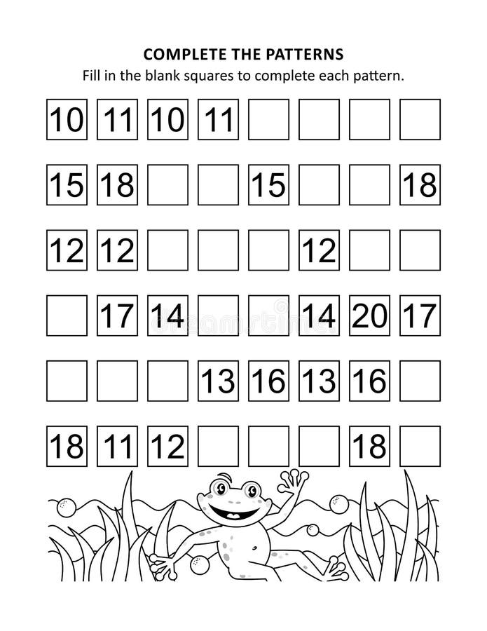 Math Worksheet for Kids with Patterns and Shapes Stock Vector ...