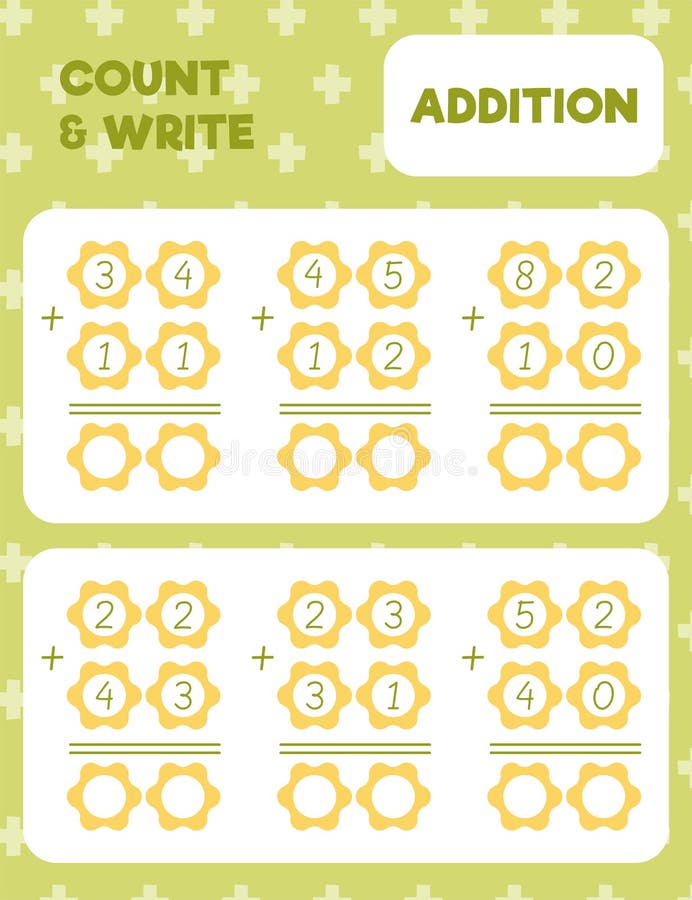 Double Digit Addition. Column Method Stock Vector - Illustration of ...