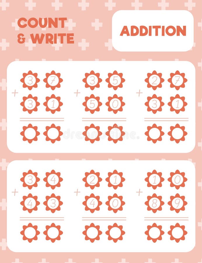 Double Digit Addition. Column Method Stock Vector - Illustration of ...