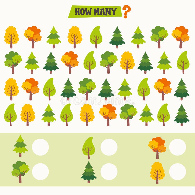 Math Worksheet Template with How Many Stock Vector - Illustration of ...