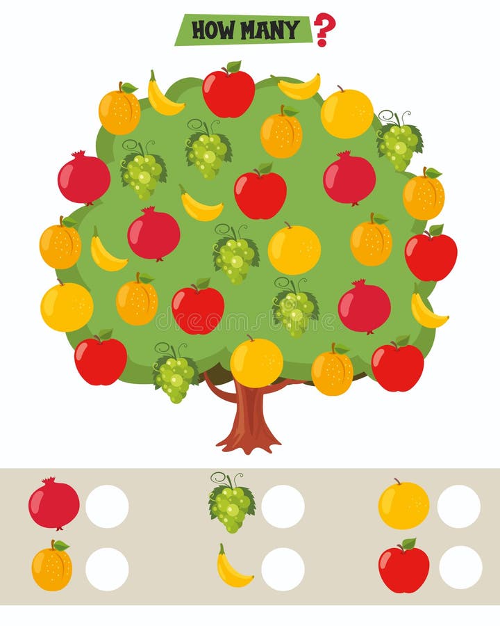 Math Worksheet Template with How Many Stock Vector - Illustration of ...