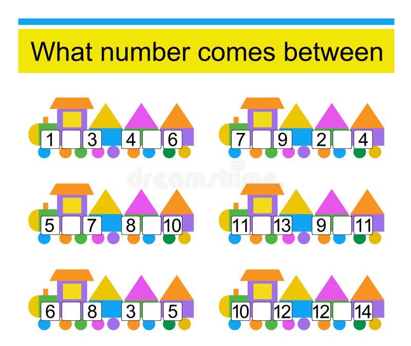 Math Worksheets for Children. Vector Illustration of Cartoon Train ...