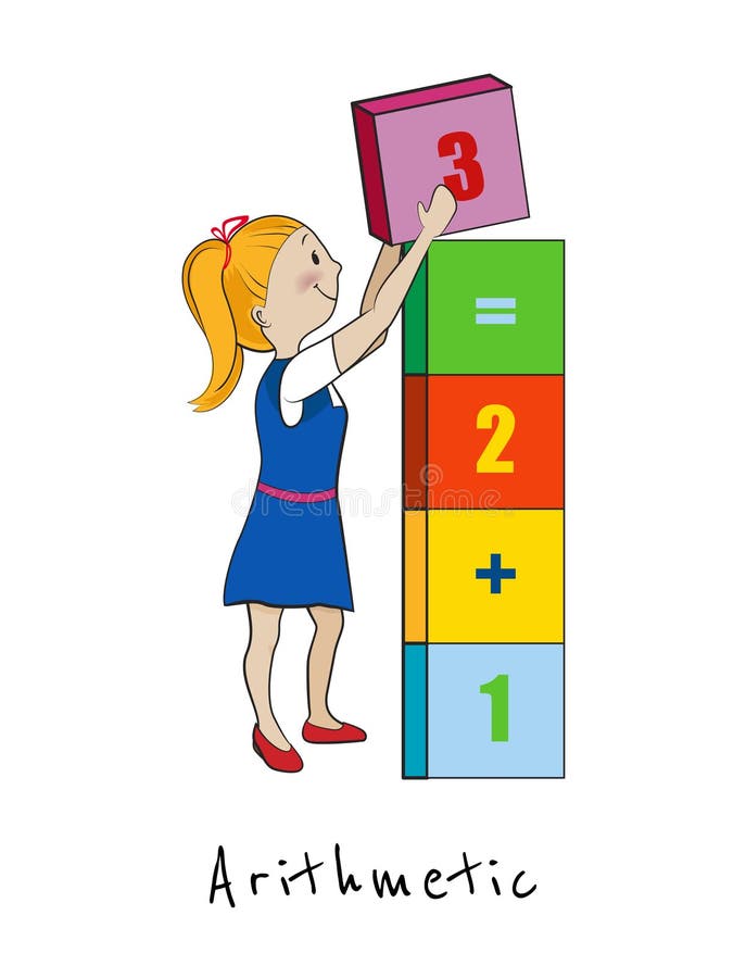 Mathe, Arithmetische Karikaturkindervektorillustration Vektor Abbildung ...