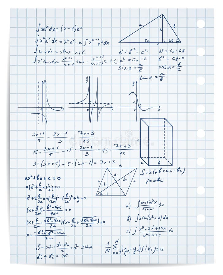 Mathe- und Geometrieset vektor abbildung. Illustration von kosinus ...