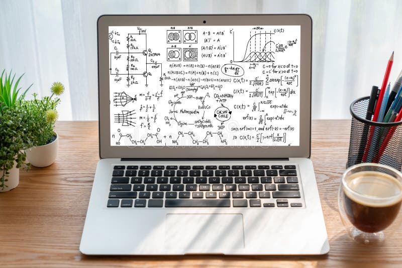Mathematic Equations and Modish Formula on Computer Screen Stock Image ...