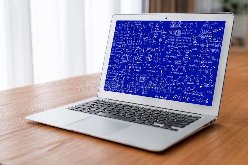 Mathematic Equations and Modish Formula on Computer Screen Stock Image ...