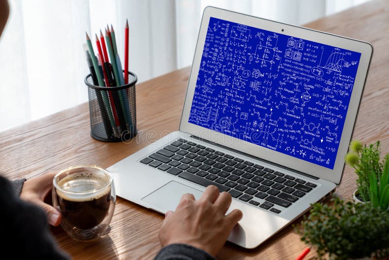 Mathematic Equations and Modish Formula on Computer Screen Stock Photo ...