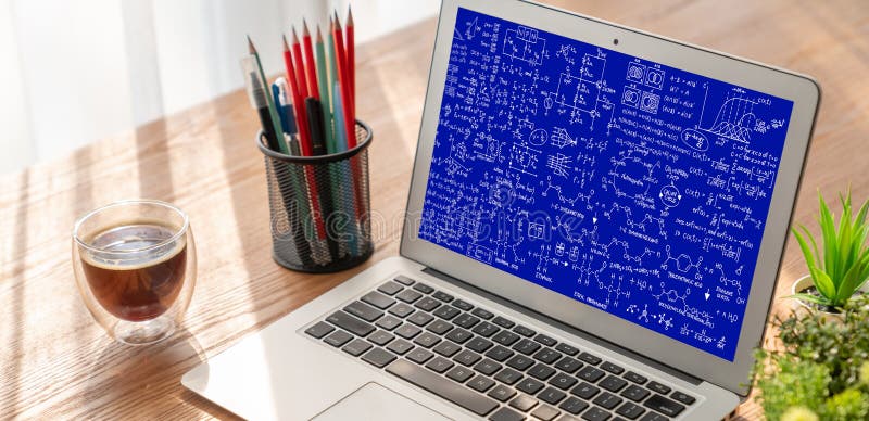 Mathematic Equations and Modish Formula on Computer Screen Stock Image ...