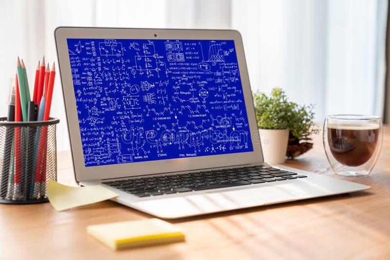 Mathematic Equations and Modish Formula on Computer Screen Stock Image ...