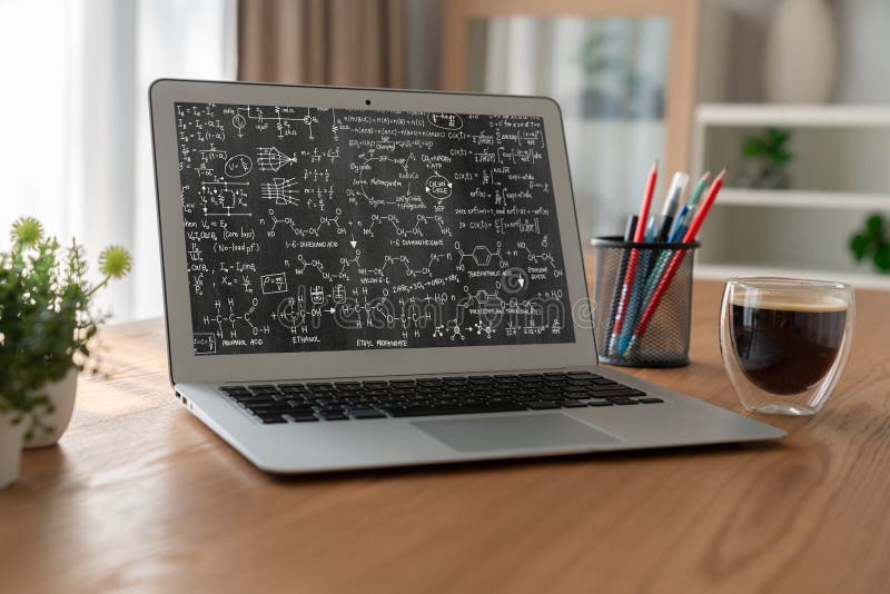 Mathematic Equations and Modish Formula on Computer Screen Stock Photo ...