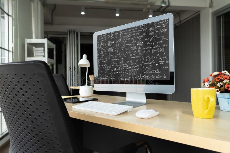 Mathematic Equations and Modish Formula on Computer Screen Stock Photo ...