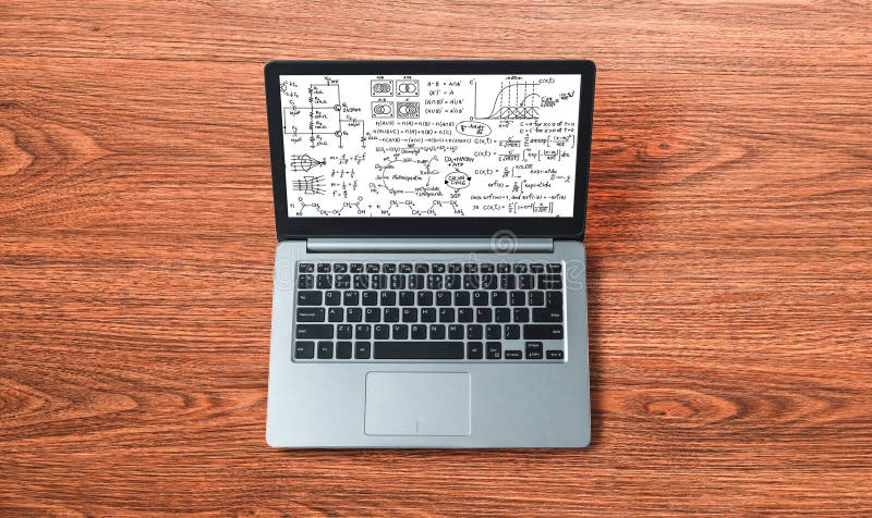 Mathematic Equations and Modish Formula on Computer Screen Stock Image ...