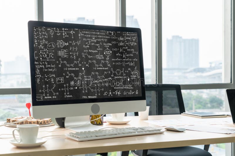 Mathematic Equations and Modish Formula on Computer Screen Stock Image ...