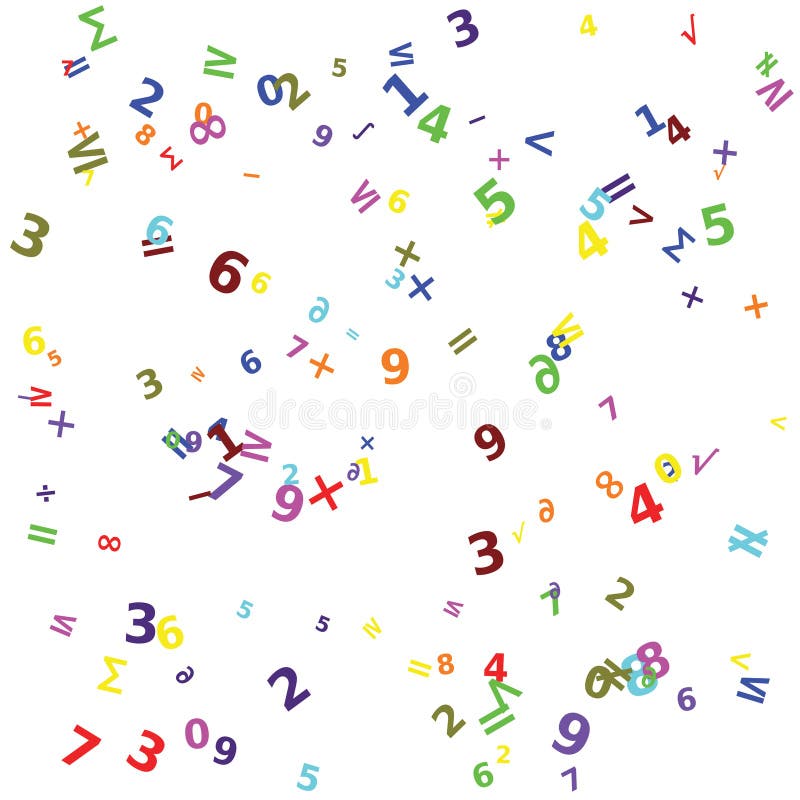 Mathematical and Arithmetic Symbols with Randomly Colored Numbers on a ...