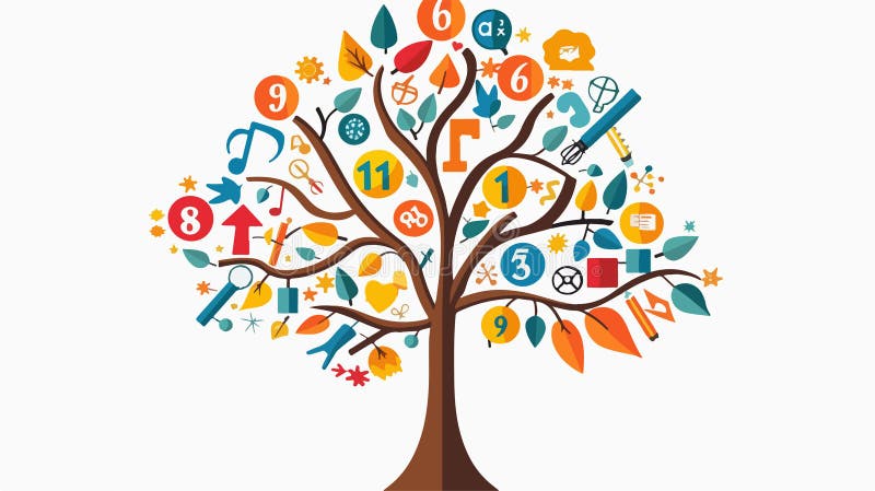 Mathematical Art Tree with Symbols for Graphic Design Projects Stock ...