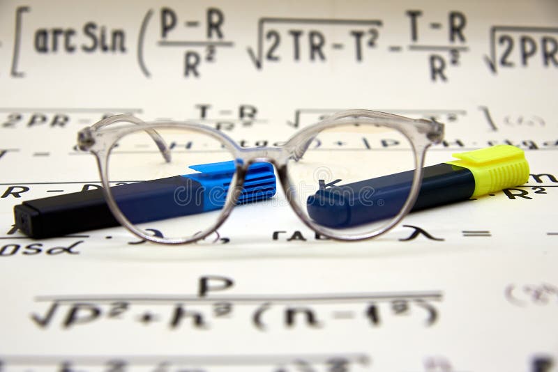 Handwritten Math Problems and Instruments Stock Photo - Image of text ...