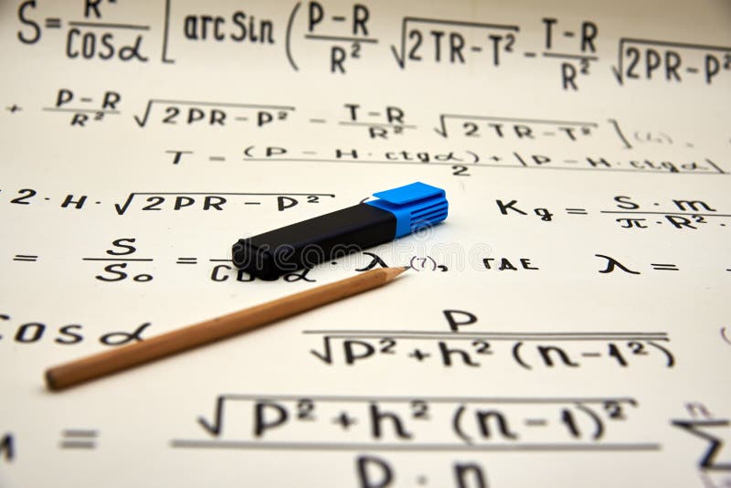 Mathematical Background, Handwritten Formulas Points. White Black Stock ...