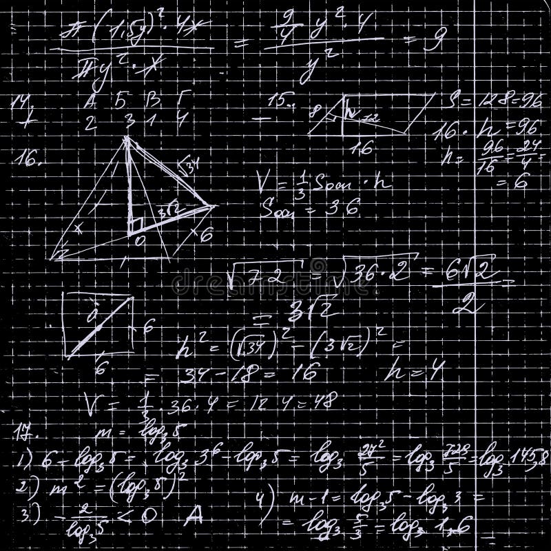 Mathematical Background Written in Chalk on a Blackboard Formulas ...