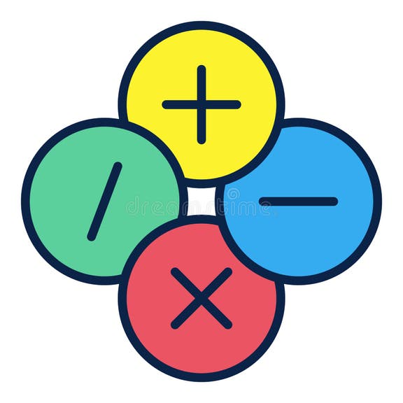 Mathematical Basic Symbols Vector Math Concept Colored Icon Stock ...