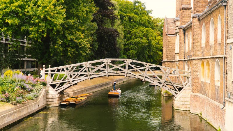 Mathematical Bridge in Cambridge with a Punt Going Underneath it ...