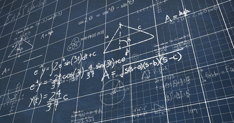 Mathematical Calculations in Chalk Floating Over a Chalkboard ...