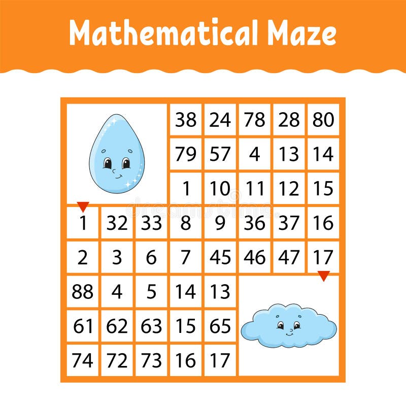 Mathematical Colored Square Maze. Education Developing Worksheet. Game ...