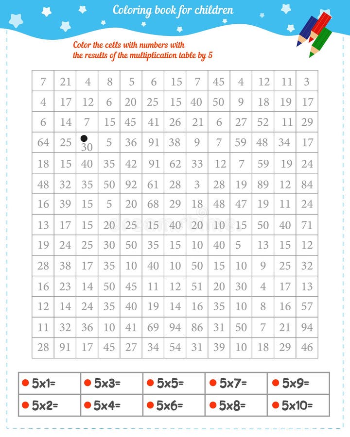 Mathematical Coloring Book for Children. Deer. Multiplication by 5 ...