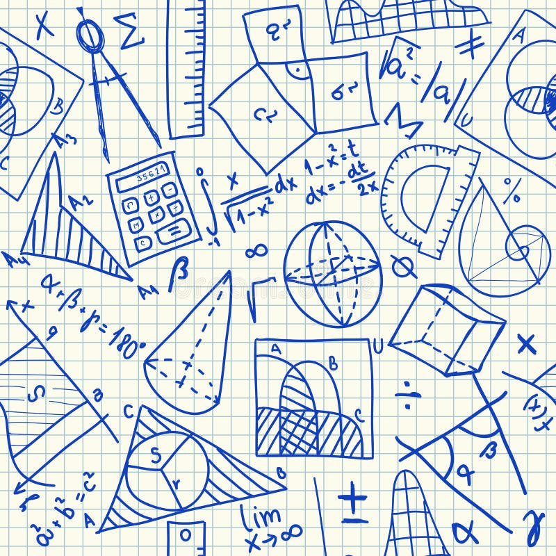 Mathematical Doodles Seamless Pattern Stock Vector - Illustration of ...