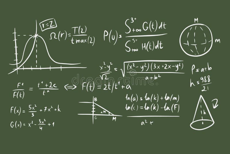 Mathematical Equation Formulas Line. Math Outline Doodle Handwriting ...