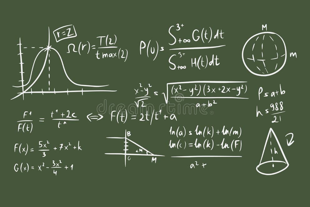 Mathematical Equation Formulas Line. Math Outline Doodle Handwriting ...